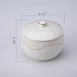 KITCHENDAO Porcelain Sugar Bowl with Lid and Spoon – Dust Free- Ceramic Sugar Holder Container for Countertop Kitchen Coffee, Dishwasher Oven Freezer Safe, 11OZ