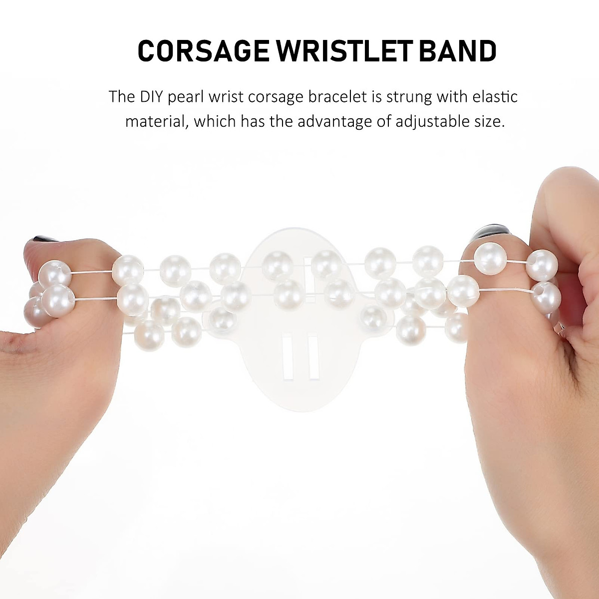 SEWACC Corsage Wristlet Bracelet 6Pcs Elastic Faux Pearl Wrist Bands Wedding Bridal Bridesmaid Wrist Corsage DIY Wrist Corsages Accessories for Wedding Festival Party