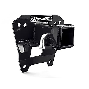 SuperATV Black Rear Receiver Hitch for 2018-2021 Polaris RZR XP Turbo S | 2019-2021 RZR XP 4 Turbo S | Fits Standard 2" Attachments | 3/16" Heavy-Duty Steel | Includes Cotter Pin and Hitch Pin