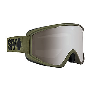 SPY Optic Crusher Elite Snow Goggle, Winter Sports Protective Goggles, Color and Contrast Enhancing Lenses, Matte Olive - Bronze with Silver Spectra Mirror Lenses