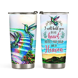20oz Faith Hummingbird Tumbler, Memorial Heaven Stairway Hold You in my Heart, Coffee Thermos for Women, Stainless Steel Double Wall Vacuum Insulated Coffee Mug, Travel Cup with Lid