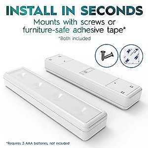 Brilliant Evolution Wireless LED Under Counter Lights 4 Pack with 2 Remote Controls, Under Counter Light Fixtures, Touch Light - Battery Operated Lights with Remote (4pk, 80 Lumens)