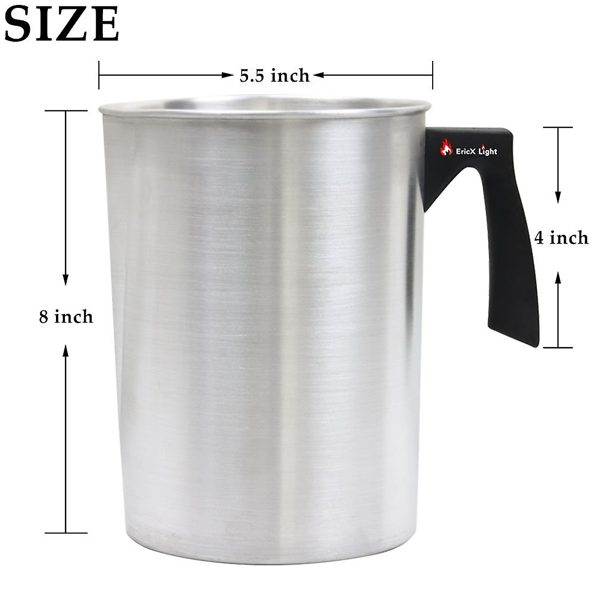 EricX Light Candle Making Pouring Pot, 4 pounds, Dripless Pouring Spout & Heat-Resisting Handle Designed Wax Melting Pot, Aluminum Construction Candle Making Pitcher