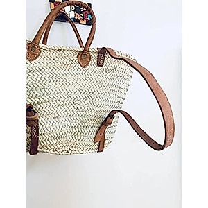 Palm Leaf Taza Backpack , Straw Bag Made, Shopping and Picnic Baskets, Traditional Moroccan Bag, Leather Made Bags, Handcrafted Bag, Beach Bag. (Brown)