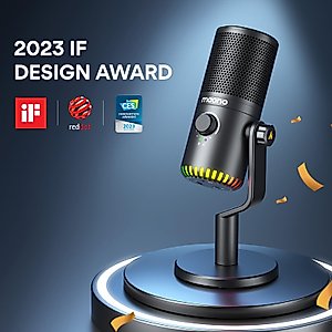 MAONO USB Gaming Microphone for PC, Programmable Condenser Mic with RGB Light, Mute, Gain, Monitoring, Volume Control for Streaming, Podcast, Twitch, YouTube, Discord, Computer, Mac, PS5, DM30 (Black)