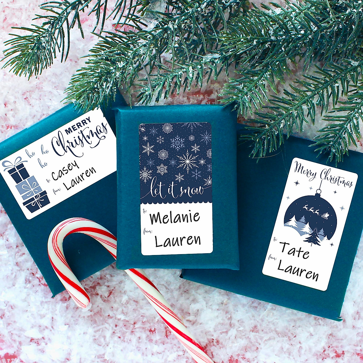 Blue Christmas Gift Tags, Self-Adhesive Snowflake Gift Tags - 75 Gift Wrap Tags, Peel and Stick Christmas Gift Tags