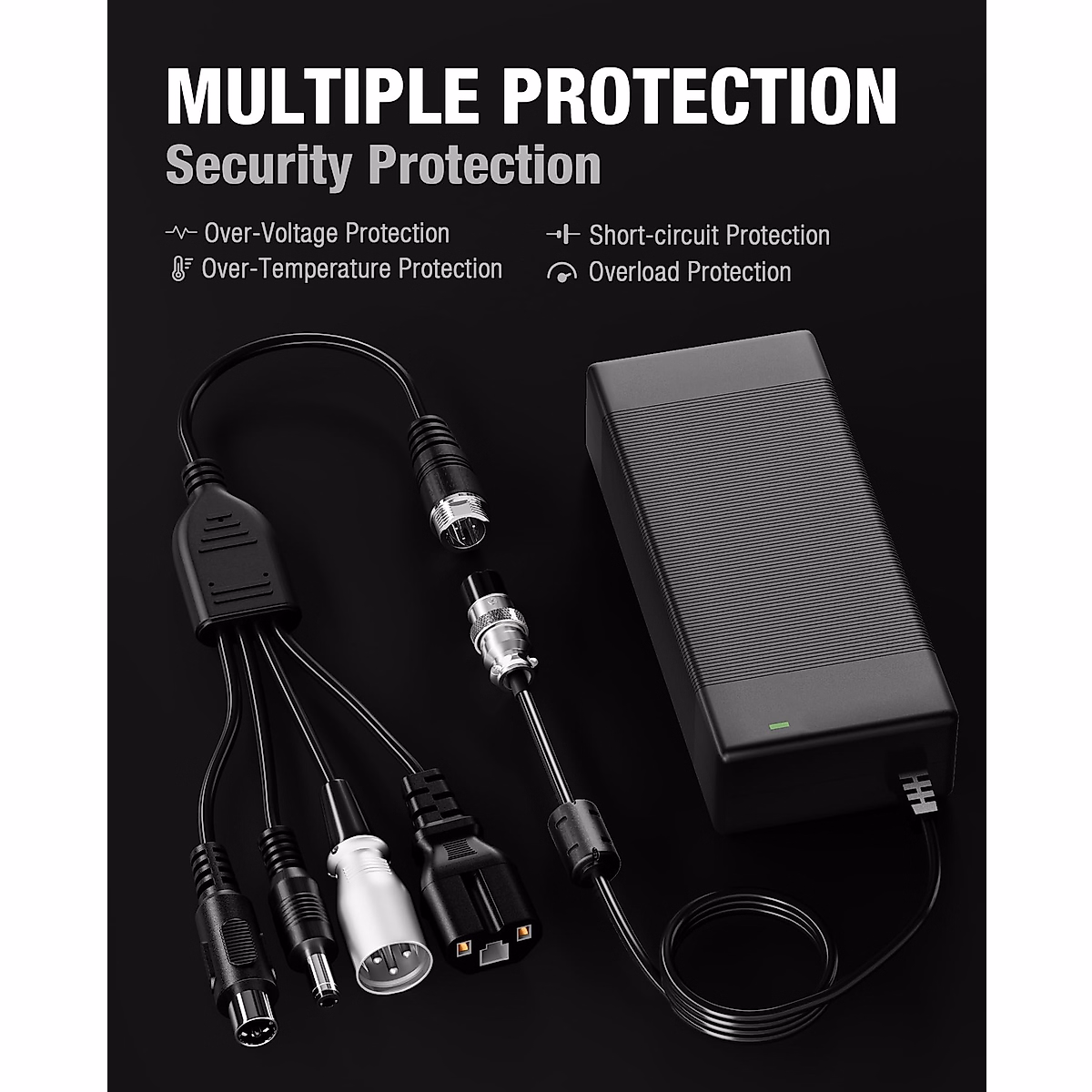 54.6V 2A Electric Bike Charger for 48V Ecotric Bike/Lectric XP/Evercross H5, 3Prong GX16/DC 5.5x2.5mm/XLR/IEC/RCA Connector Power Supply Adapter for 48V Lithium Battery