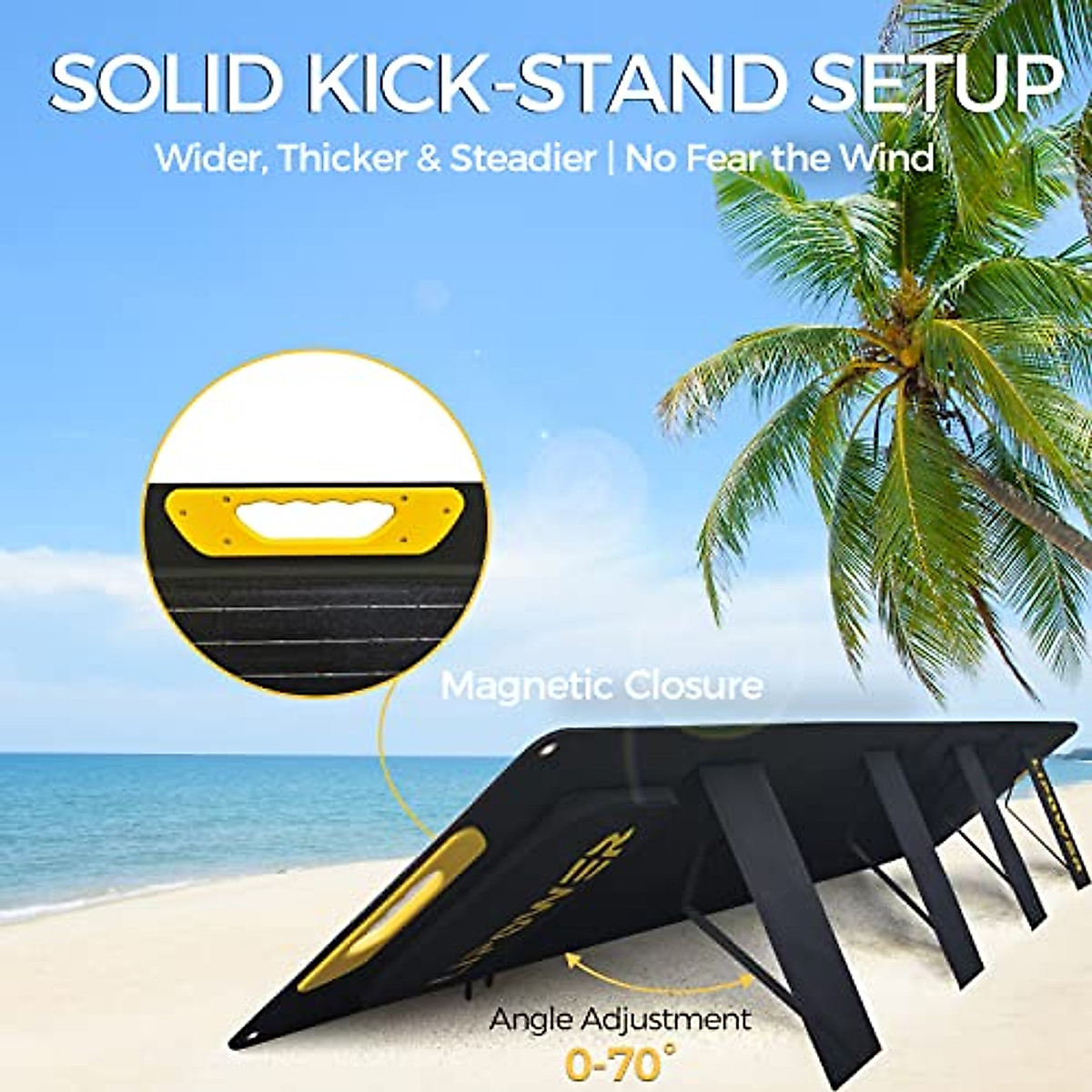 LIPOWER 200 Watt 18V Portable Solar Panel, Foldable Portable High-Efficiency Monocrystalline ETFE Waterproof Solar Panel Charger for Mars Series 1000W/2000W, for RV Camping Blackout Emergency Phone