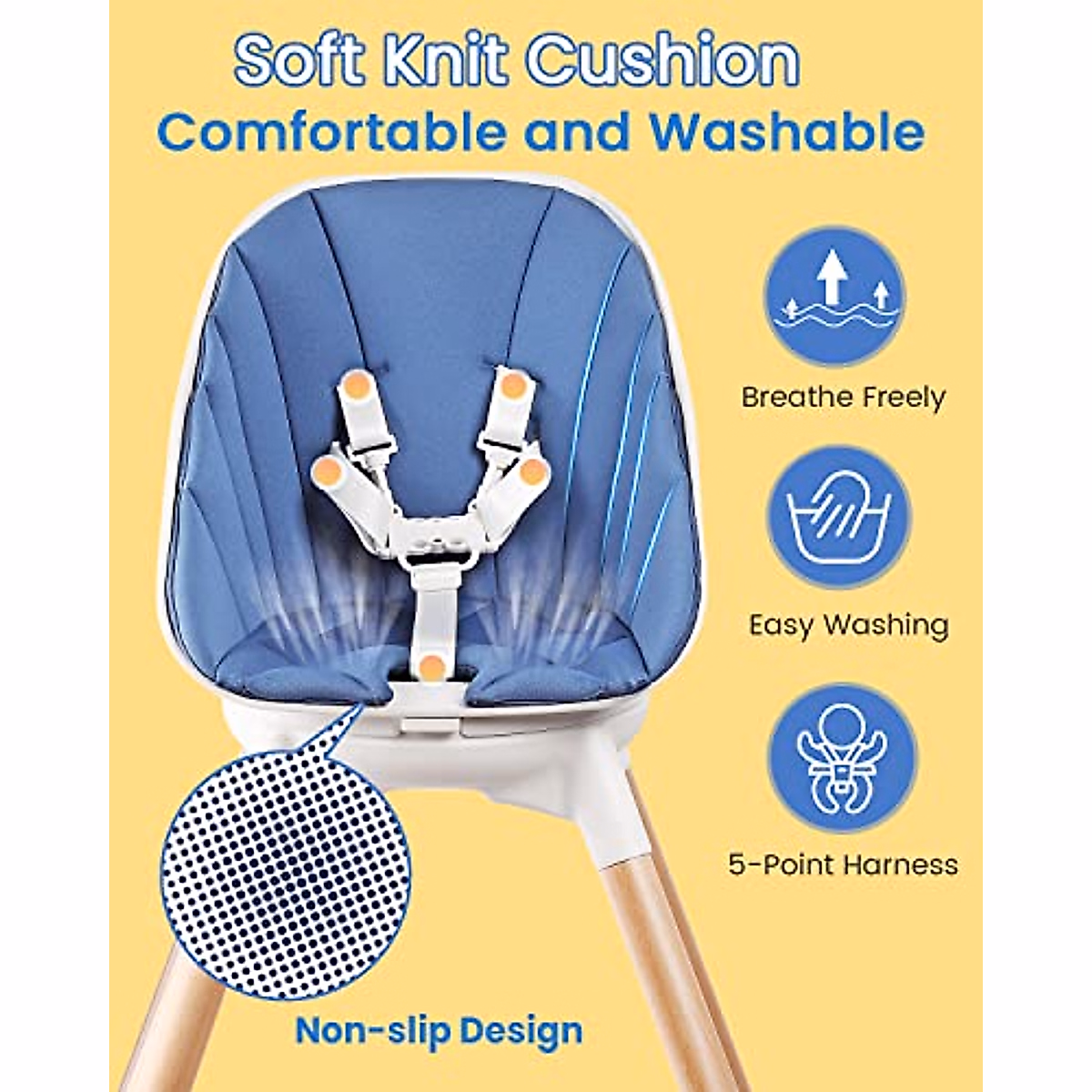 Baby High Chair for Babies and Toddlers, [ 360° Swivel ] 3-in-1 Wooden Baby Feeding High Chair, Toddler Infant High Chairs, Save Space/Easy to Clean/One-Min Assemble