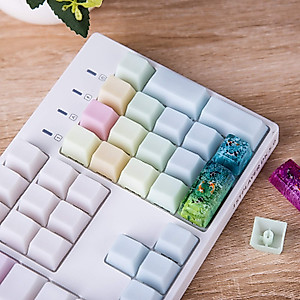 HMANE 109 Keys POM Jelly Keycaps Set, Rainbow Blank Doubleshot Translucent OEM Profile Mechanical Gaming Keyboard Keycaps for 60ï¼…/87 TKL/104/108 Cherry MX Switches (Rainbow/Side Printed)