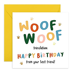 CENTRAL 23 Birthday Card From Dog - 'Woof Woof!' - Dog Mom Birthday Card - Dog Dad Birthday Card - Dog Owner Card - Pet Owner Birthday Card - Comes with Fun Stickers