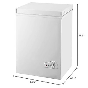 Fcicarn Compact Chest Freezer, 3.5 Cu.Ft. Deep Freezer with Adjustable Clear Bins, Manual Temperature Dial, White