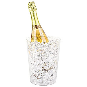 12 Pack Disposable Plastic Ice Bucket For Parties, Gold Glitter Clear Wine Cooler for Wedding, Good as One Large Champagne Chiller Or Classic Wine Bottle Chiller
