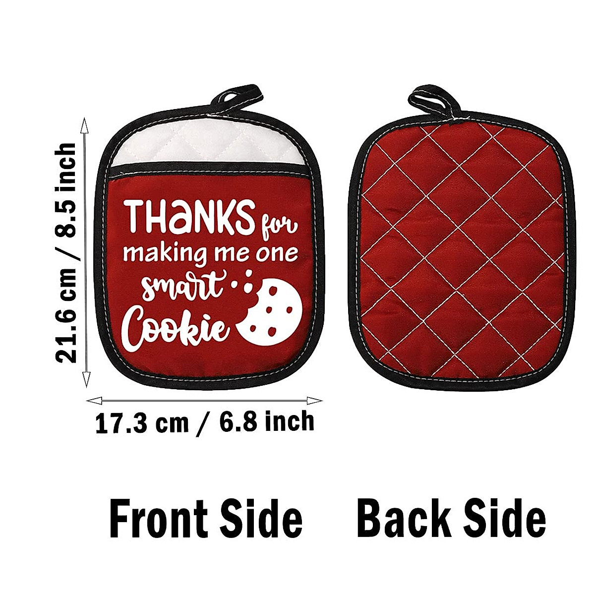 Teacher Appreciation Gift Thanks for Making Me One Smart Cookie Pot Holder Back to School Teacher Gift (Smart Cookie Red)