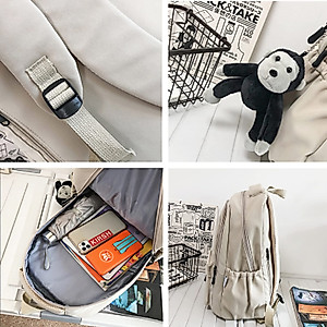 JARKJARD Aesthetic Backpack Cute Backpack for School College Backpack Large Capacity Bookbags for Girls Women Students Casual Travel Daypacks Solid Color(Green)