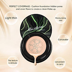 Aooba Air Cushion CC Cream Moisturizing Concealer Mushroom Head Brush Waterproof Makeup Foundation Moisture BB Cream for Women Girls (marble)