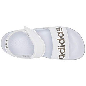 adidas Women's Adilette Sandal Slide, White/Champagne Metallic/White, 9
