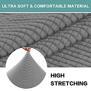 Turquoize Stretch Ottoman Cover Ottoman Slipcover Sofa Cover Footstool Protector Storage Ottoman Covers Furniture Protector Soft Rectangle slipcover with Elastic Bottom (X-Large, Dove)