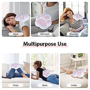 SuzziPad Ultra-Soft Microwave Heating Pads for Cramps, White Throw Pillow with Flaxseed & Cotton, Cat Paw Heat pad Microwavable for Cuddle, Warm Compress Moist Heat Pack for Pain Relief & Relaxation