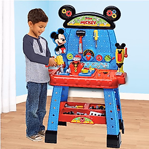 Disney Junior Mickey Mouse Funhouse Workbench, 43-piece Kids Construction Tool Set, Kids Toys for Ages 3 Up, Amazon Exclusive by Just Play
