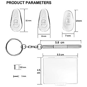 PTSLKHN 5 Pairs of Eyeglass Nose Pads, Upgraded 15x8mm Soft Silicone Air Chamber Eyeglasses Nose Pads, Screw-in Glasses Nose Pad Replacement Kit.
