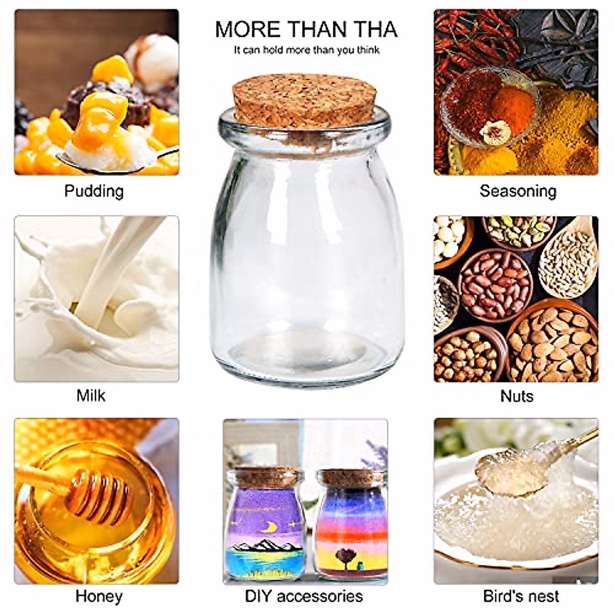 Ufrount Small Glass Decorative Bottles With Cork Lids,3.4oz Mini Yogurt Mason Jar,Set of 40,Great for Wedding Favor,DIY Projects.