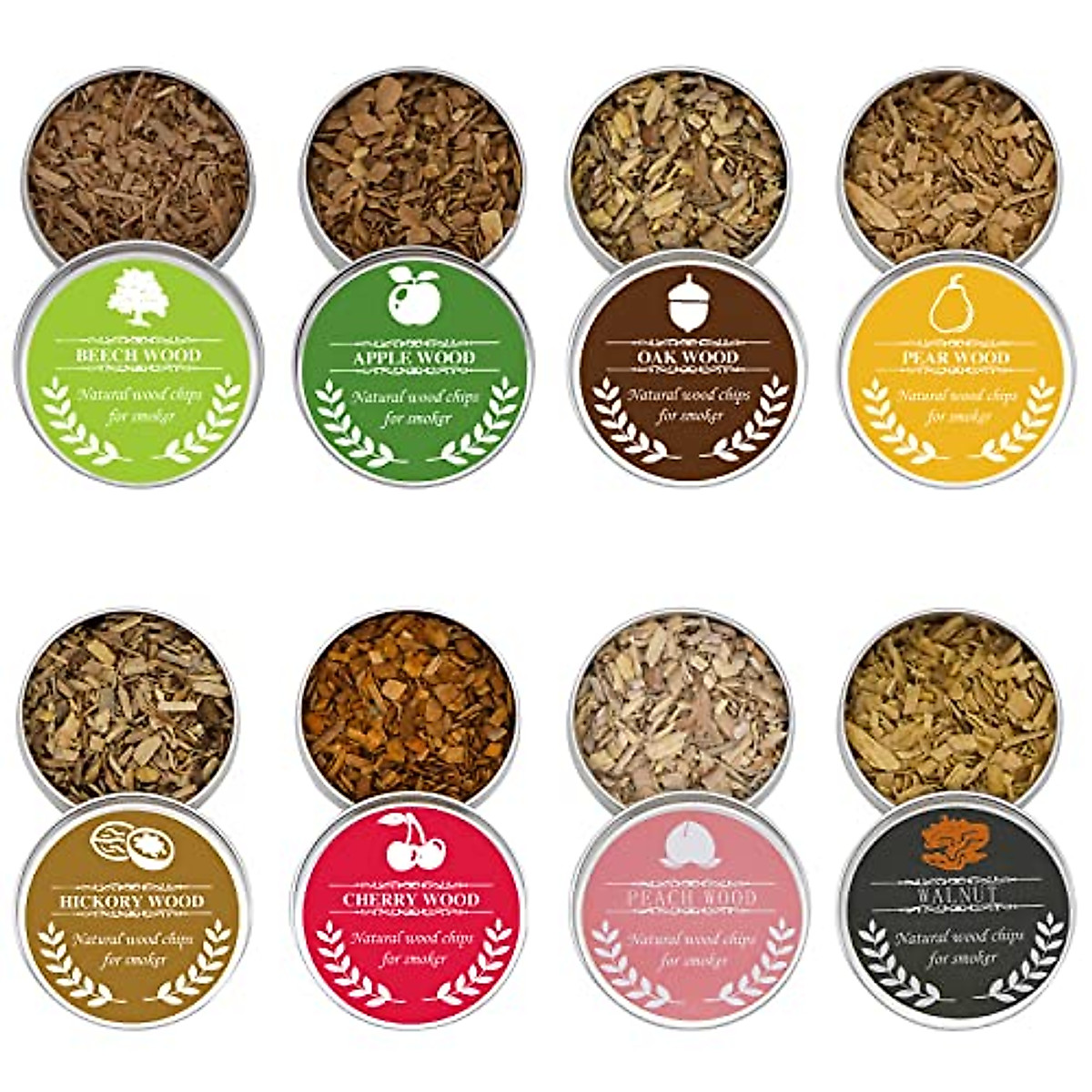 AICNLY Wood Chips for Cocktail Smoker, 8 Flavors Natural Wood Chips for Old Fashioned Drink, Whiskey, & Bourbon, Beef, Pork, Chicken, Fish, Smoked Drinks and BBQ