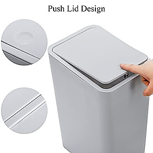 Fasmov Trash Can, 2 Pack 15 Liter / 4 Gallon Plastic Garbage Container Bin with Press Top Lid, Waste Basket for Kitchen, Bathroom, Living Room, Office, Narrow Place (White + Blue)