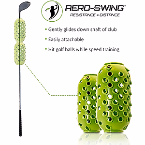 AERO-SWING - Air Resistance Pineapple Kit - Training Aid and Warm Up Equipment - Improves Swing Speed & Accuracy, Adjustable Pineapples - Uses Air Resistance, No Added Weights - 2 Units - Green
