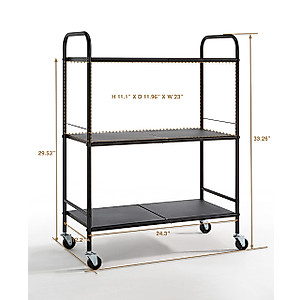 SunnyPoint Metal Rolling Organizer Utility Craft Cart (Large, BLK)