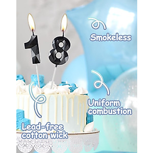 Number 12 Candles,12th Birthday Candles,Black Happy Birthday Candle for Cake,3D Design Cake Topper Decorations for Boy Men Pet Birthday Party Wedding Anniversary Celebration Supplies