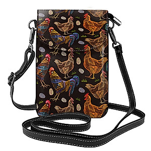 Small Crossbody Bags for Women Mini Cute Cell Phone Purse With Credit Card Slots PU Leather Crossbody Handbag for Teen Girl Chicken And Eggs