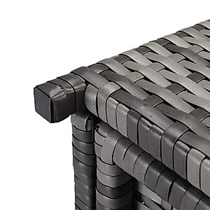 Outdoor Backyard Wicker Trash Can with Lid PE Rattan Steel Frame Waste Basket Trash Bin for Patio, Backyard, Lawn, Porch, Deck and Indoor Kitchen, Bathroom 31 Inch Tall Trash Can 24 Gallon Gary