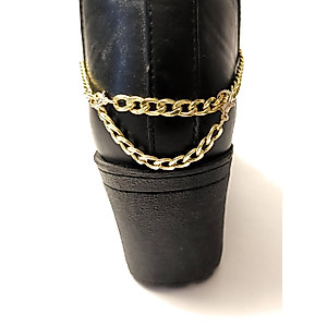 Gothic Red Rose Boot Charm Bracelet Chain 18K Gold-Plated Stainless Steel Double Clasp Adjustable Size 16 Inch Gift Boxed