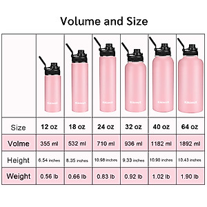 Insulated Water Bottle With Straw, Sports Water Bottle 1 Liter, Reusable Vacuum 18/8 Stainless Steel Flask Thermos, Modern Wide Mouth Double Walled Simple Mug, Keeps Hot and Cold (32 oz, Pink)