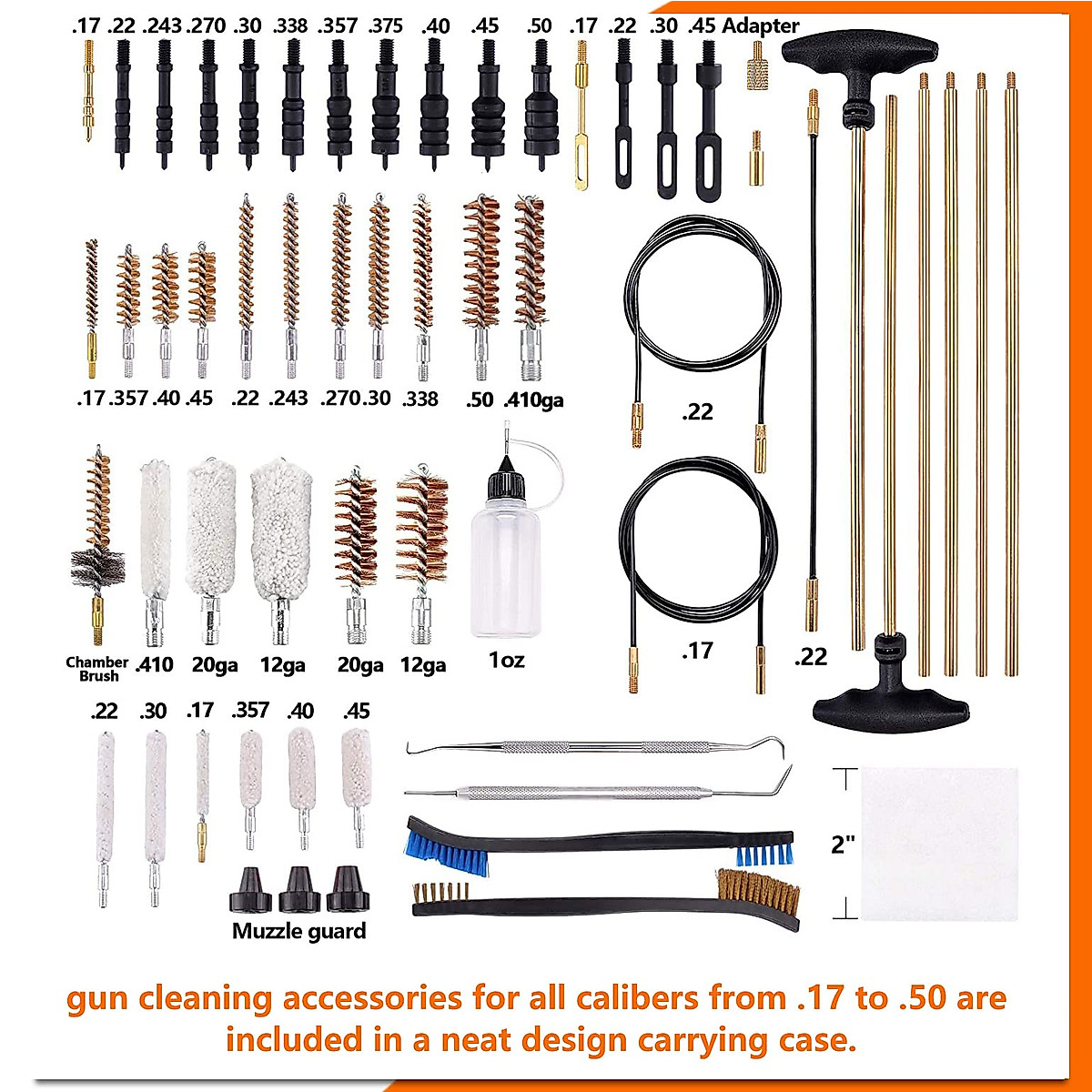 Raiseek Universal Gun Cleaning Kit for Rifle Pistol Shotgun Cleaning Kit for All Guns with Lightweight Organized Carrying Case Gun Cleaning Supplies Gun Plastic Jags and Brushes with Cleaning Mat