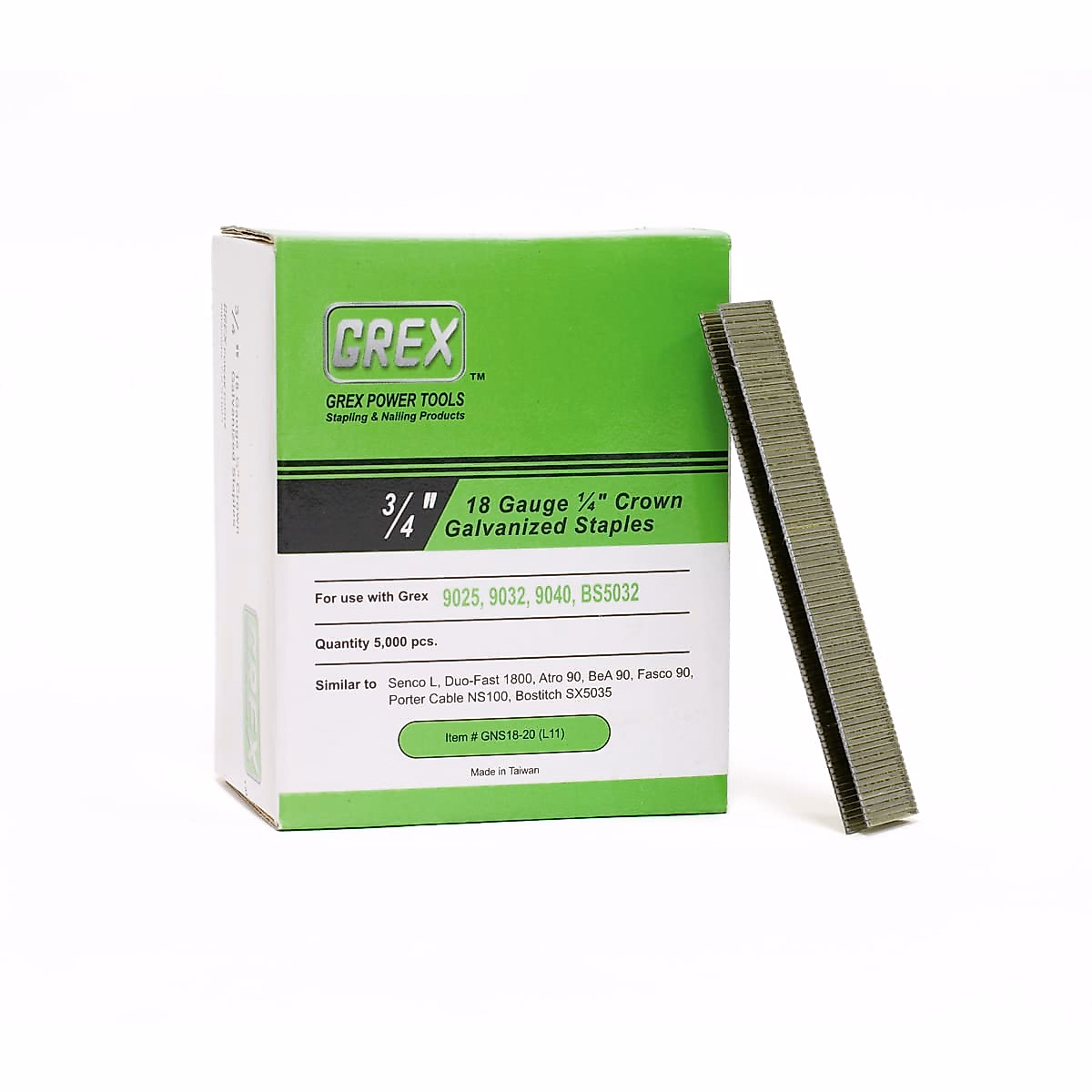 Grex GNS18-20 (L11) 3/4 In. 18 Ga 1/4 In. Wide Crown Staples, Galvanized, 5M