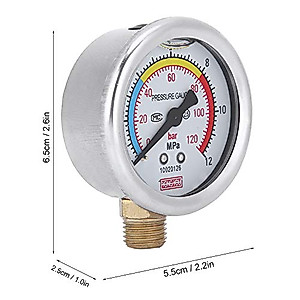 Pointer Pressure Gauge, Oil Immersed Fit for 30 40 60 Type Pump G1 4 Pressure Gauge DN8 Agricultural Supplies for Home Garden Farm