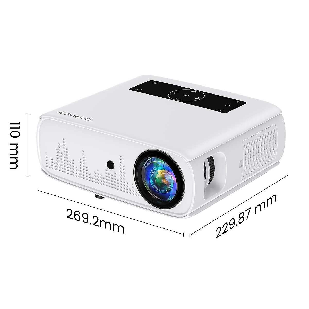 GROVIEW Projector, 15000lux 490ANSI Native 1080P WiFi Bluetooth Projector, 300'' Video Projector, Supports 4K & Zoom, 5G Sync, Compatible with HDMI USB/ AV/ Smartphone/ Pad/ Laptop/ DVD/ TV Stick/ PS5