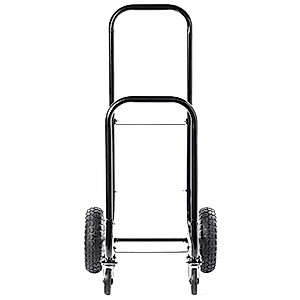 Gardenised Black Firewood Rack Outdoor Indoor, Heavy Duty Firewood Carrier with Front Wheels Wood Fireplace Tool Rack, Rolling Storage Cart Cover Included