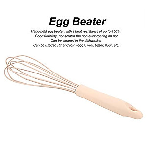 Egg Beater, Silicone Whisk, Whisks for Cooking, Egg Whisk, Mini Silicone Manual Egg Beater Stirring Frother Mixer Blender Kitchen Cooking Utensils Pink