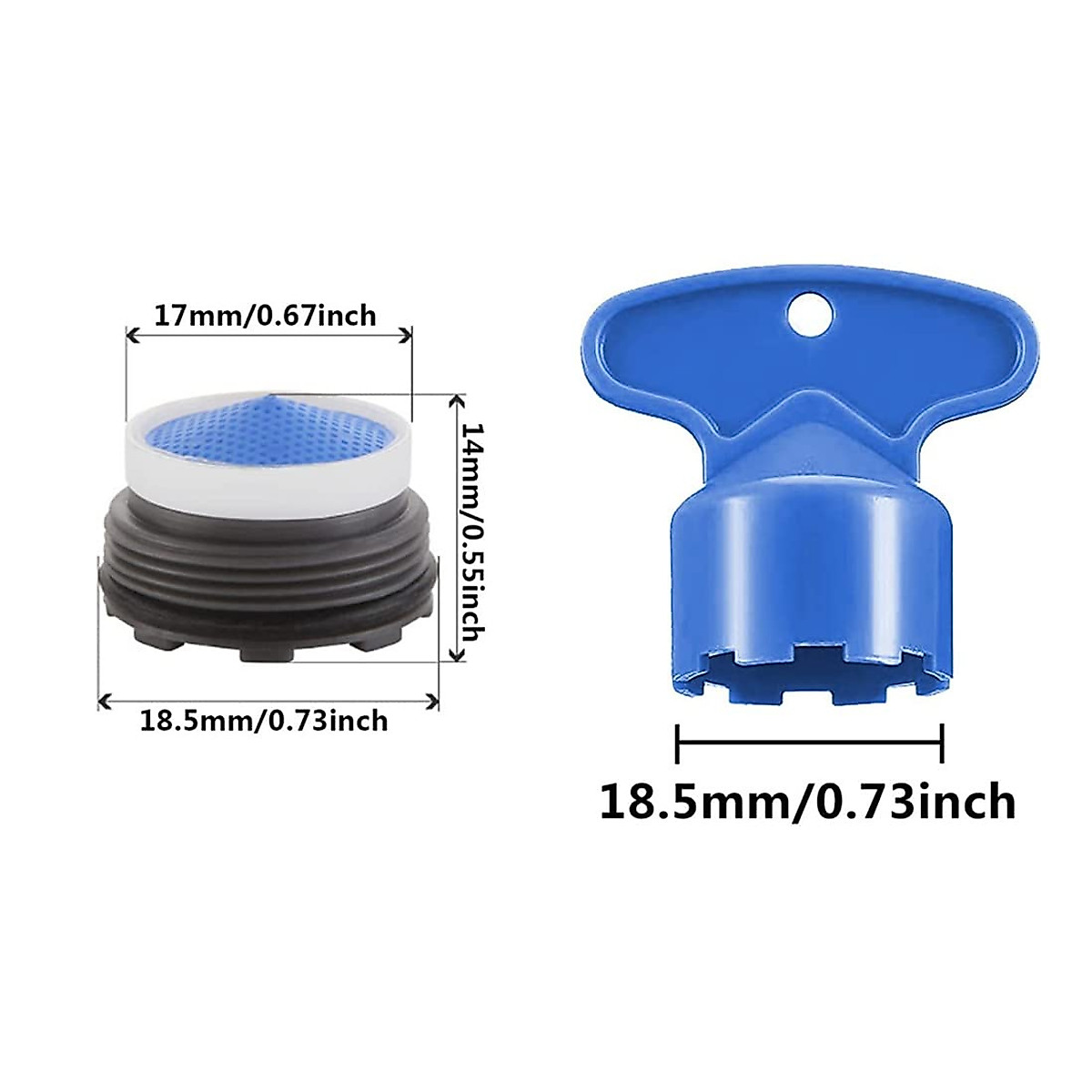 bnafes 8PcsFaucet Aerator M18.5, Aerator Replacement for Sink Faucet Flow Restrictor, Kitchen Cache Aerators Bathroom Sink Aerator with Key Removal Wrench Tool (18.5 MM)