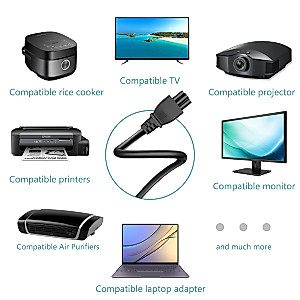 3 Prong AC Power Cord for LG Plasma TV 32" 39" 40" 42" 44" 47" 49" 50" 55" 60" 65" Inch 32LB560B 39LN5300 42LF5600 43LF5400 50LF6000 55UB8500 LED LCD Smart TV Replacement C5 Power Cable