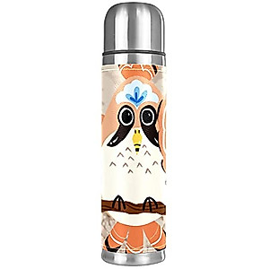 Stainless Steel Leather Vacuum Insulated Mug Bird Thermos Water Bottle for Hot and Cold Drinks Kids Adults 16 Oz