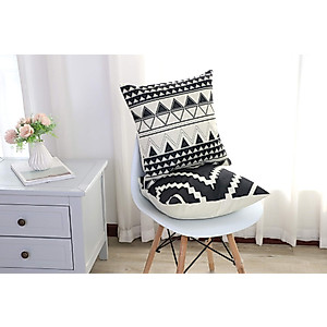 Set of 4Throw Pillow Covers Decorative 20x20 Inch for Couch, Large Black and White Square Outdoor Accent Pillows Cover Case for Bed Cushion and Living Room Farmhouse Decoration (Black0150)