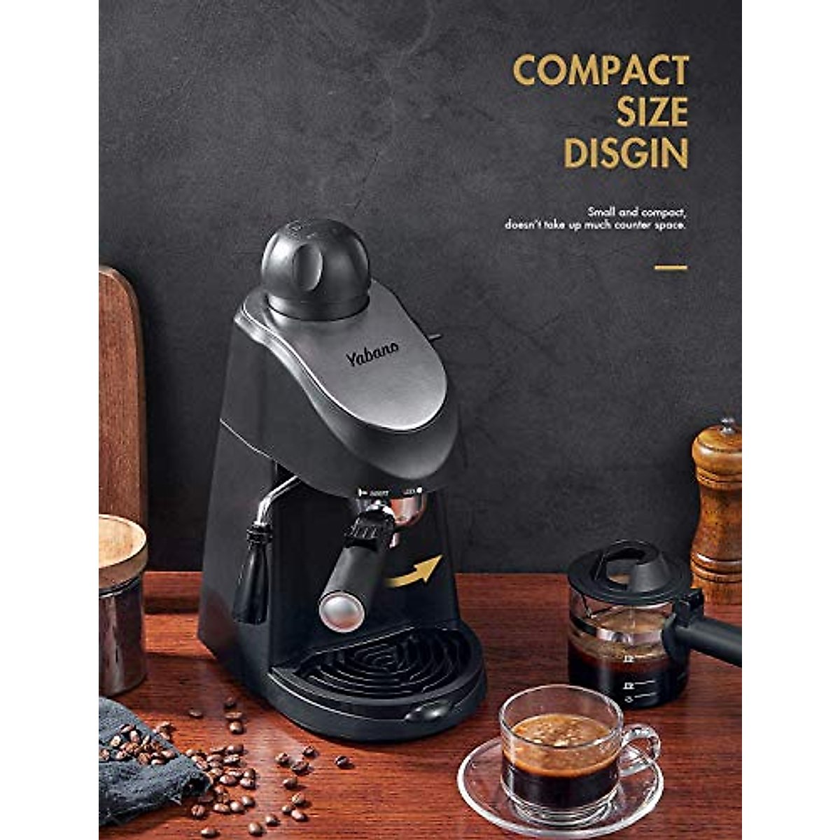 Yabano Espresso Machine, 3.5Bar Espresso Coffee Maker, Espresso and Cappuccino Machine with Milk Frother, Espresso Maker with Steamer