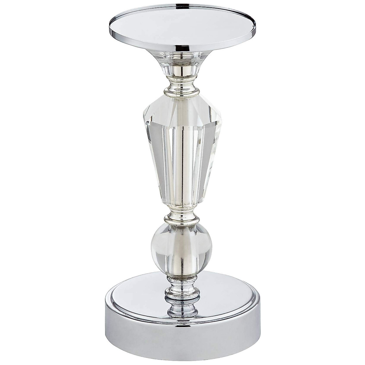 Alix Chrome and Crystal Pillar Candle Holders Set of 3 - Dahlia Studios