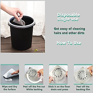 30 PCS Disposable Shower Drain Hair Catcher Mesh Stickers - Waterproof Adhesive - Easy to Use - Large 4.3 inch Shower Drain Cover Protector, Drain Hair Catchers for Shower Floor Drain Sink Strainer