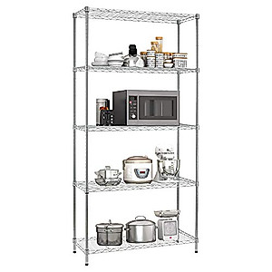 Meet perfect Adjustable 5-Shelf Shelving Unit Storage Rack Utility Rack, Heavy Duty Freestanding Ventilated Metal Wire Rack Multipurpose Shelves Display Rack - 72" H x 36" L x 14" W-Chrome