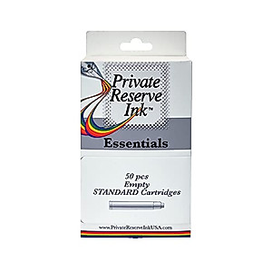Private Reserve Ink Essentials - Empty STANDARD Cartridges (50 pcs), Clear (PR2)